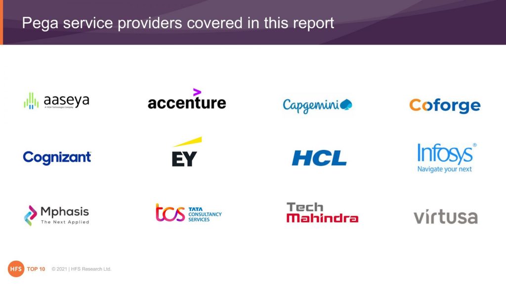 HFS Pega Service Providers Top 10 2021 - HFS Research