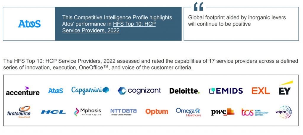 Atos: Healthcare Providers (HCP) Services Capabilities, 2022 - HFS Research
