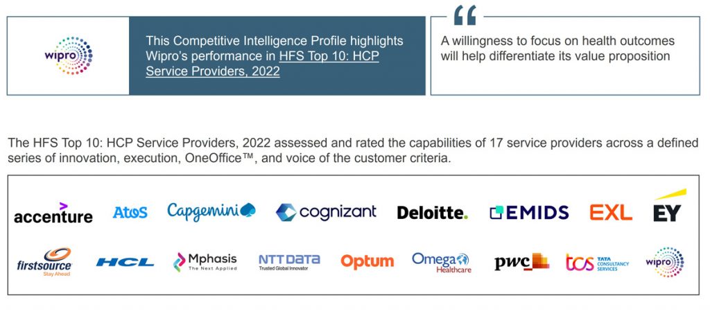 Wipro: Healthcare Providers (HCP) Services Capabilities, 2022 - HFS Research