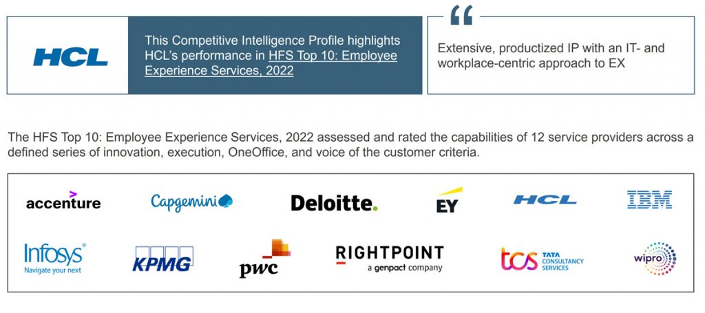 HCL: Employee Experience Services, 2022 - HFS Research