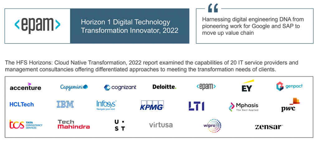 EPAM: Cloud Native Transformation Services Capabilities, 2022 - HFS Research