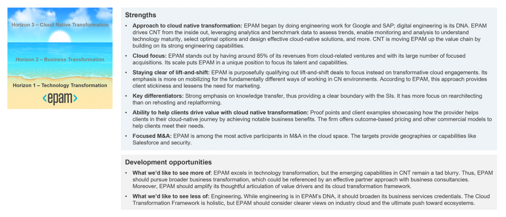 EPAM: Cloud Native Transformation Services Capabilities, 2022 - HFS Research