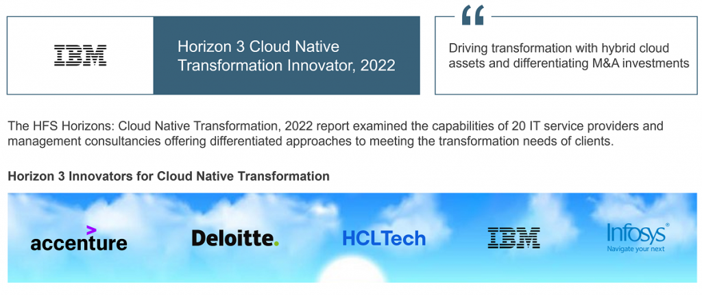 IBM: Cloud Native Transformation Services Capabilities, 2022 - HFS Research