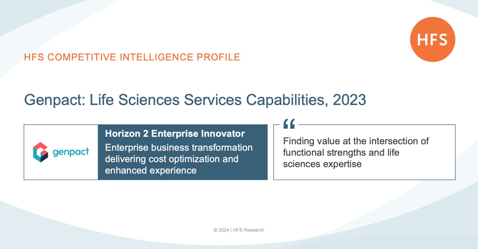 Genpact: Life Sciences Services Capabilities, 2023 - HFS Research Genpact: Life Sciences Services Capabilities, 2023 - HFS Research