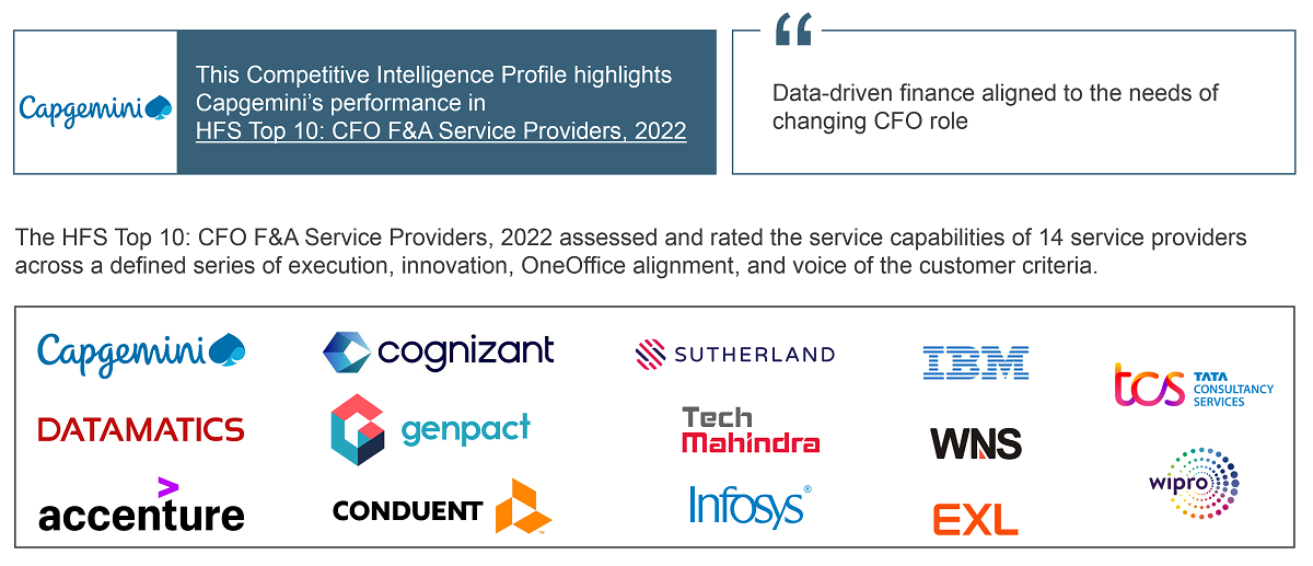 Capgemini: CFO F&A Services Capabilities, 2022 - HFS Research