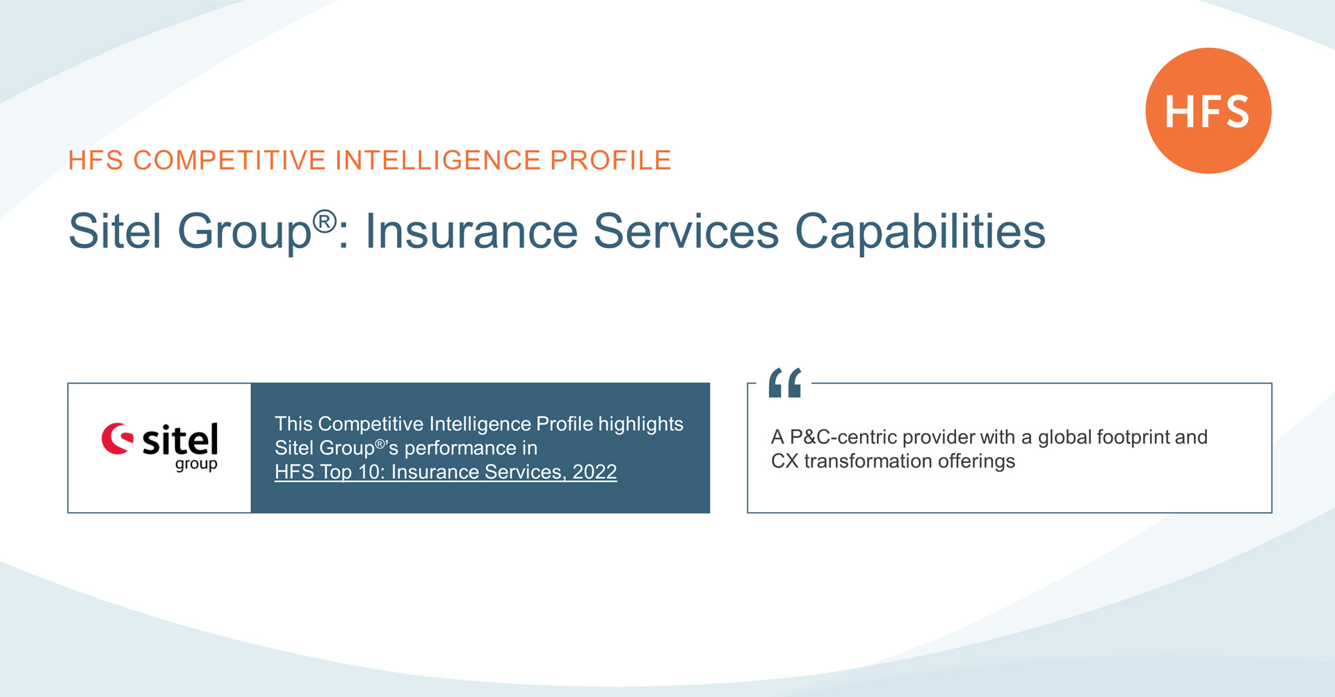 Sitel Group®: Insurance Services Capabilities - HFS Research