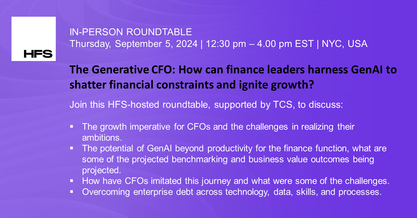 HFS Roundtable: TThe Generative CFO: How can finance leaders harness ...